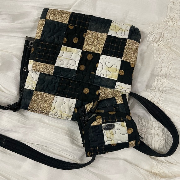 Donna Sharp | Bags | Donna Sharp Patchwork Quilted Shoulder Bag Black ...